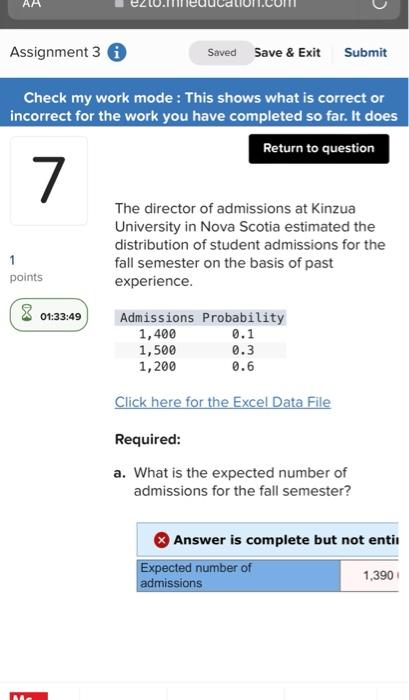 Solved AA Assignment 3 i Check my work mode : This shows | Chegg.com