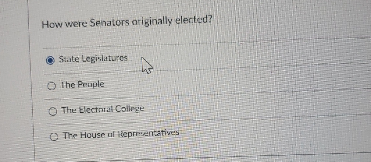 Solved How were Senators originally elected?State | Chegg.com