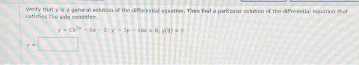 Solved Verify that y is a general solution of the | Chegg.com