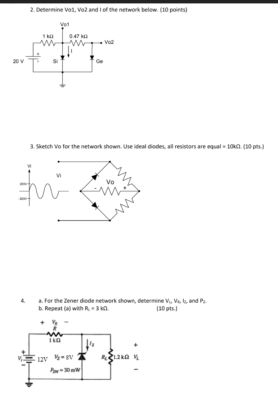 Solved 2. Determine Vo1, Vo2 and I of the network below. (10 | Chegg.com