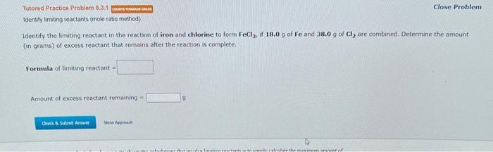 Solved Identify limitung reactants (mole ratio method) | Chegg.com