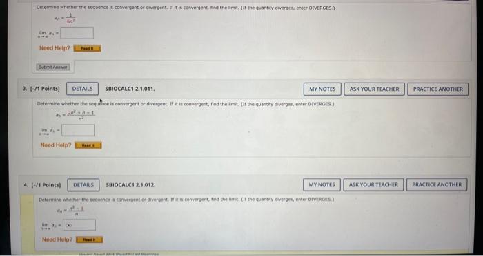 Solved -11 Points] 5810CALC12,1,011 Determine whether the | Chegg.com
