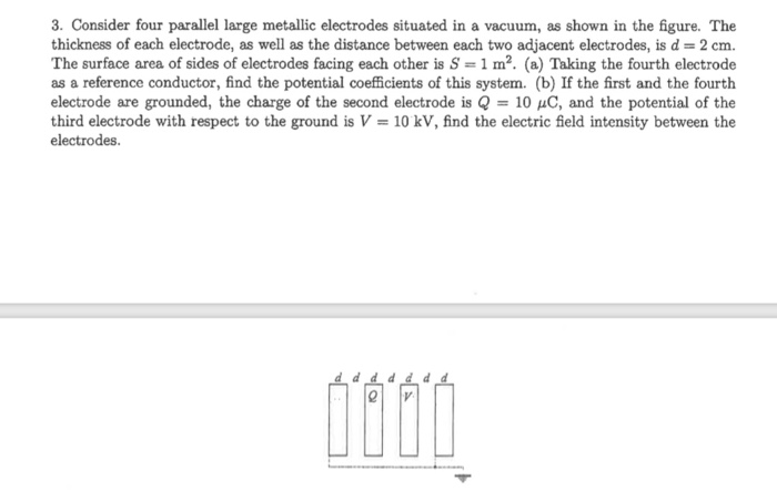 3. Consider four parallel large metallic electrodes | Chegg.com