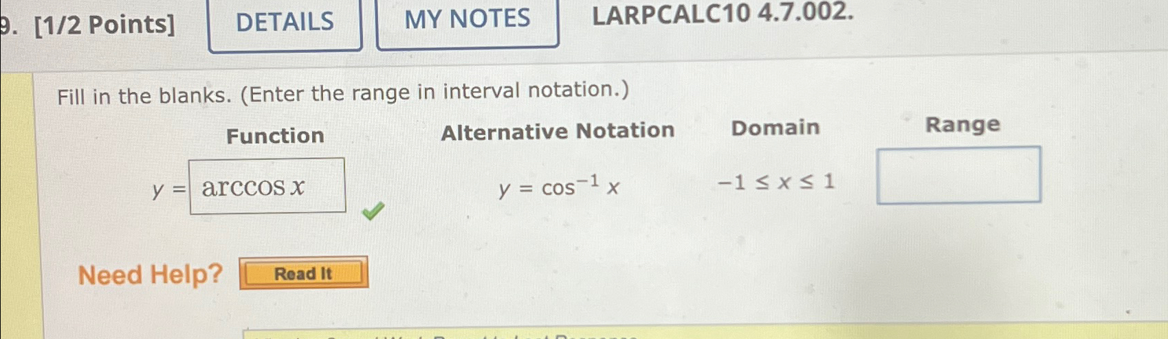 Solved [1/2 ﻿Points]LARPCALC10 4.7.002.Fill in the blanks. | Chegg.com
