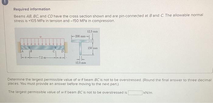 Solved Required information Beams AB,BC, and CD have the | Chegg.com