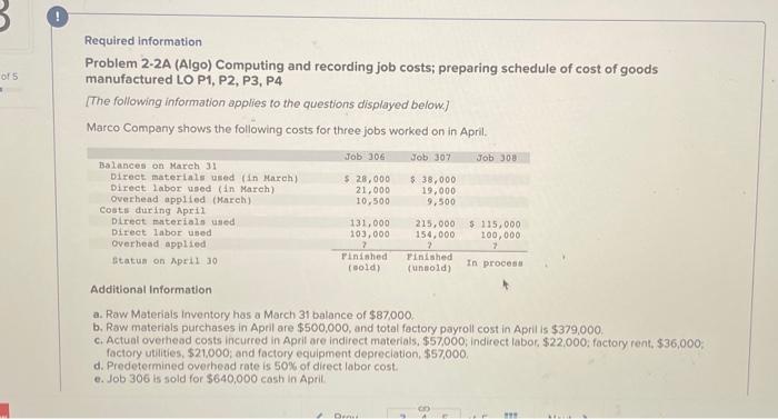 Required information Problem 2-2A (Algo) Computing | Chegg.com