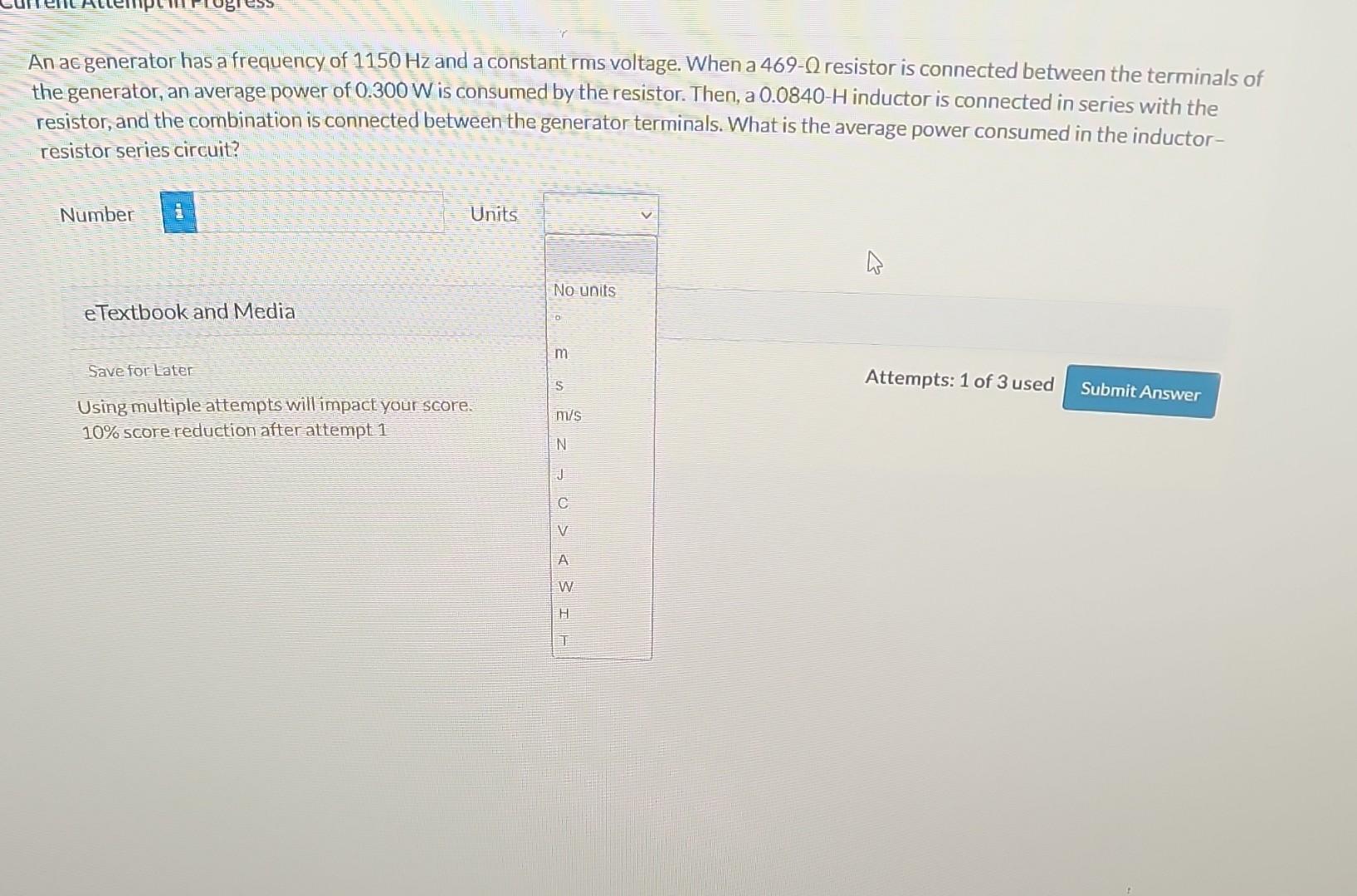 Solved An ac generator has a frequency of 1150 Hz and a | Chegg.com