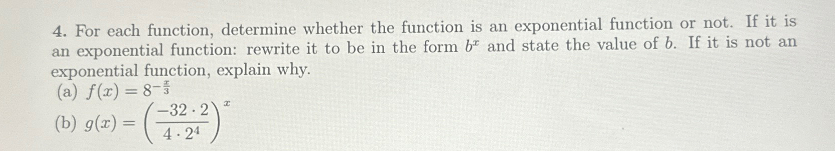Solved For each function, determine whether the function is | Chegg.com