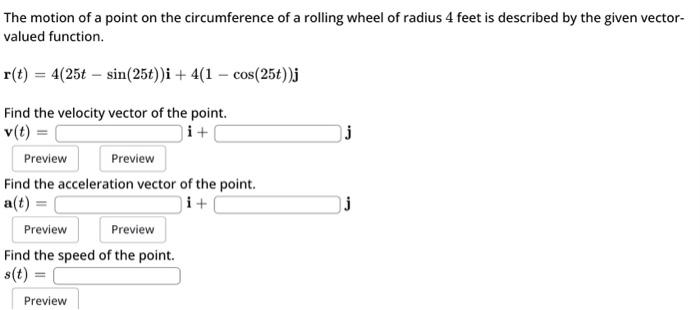 Solved The motion of a point on the circumference of a | Chegg.com