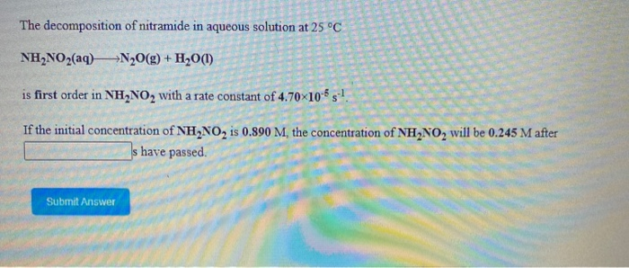 Solved The decomposition of nitramide in aqueous solution at | Chegg.com