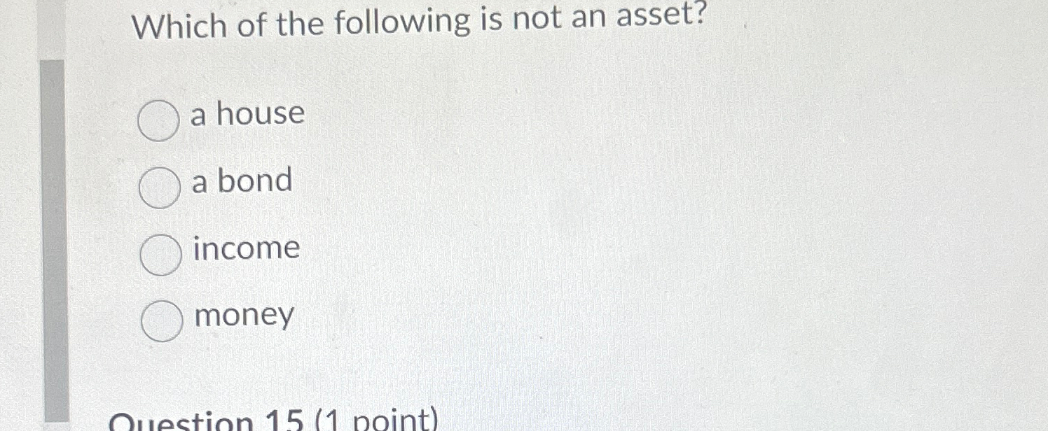 Solved Which of the following is not an asset?a housea | Chegg.com