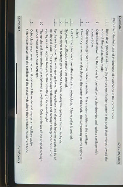 Solved Question 317.5 / 25 ﻿pointsPlace the following steps | Chegg.com