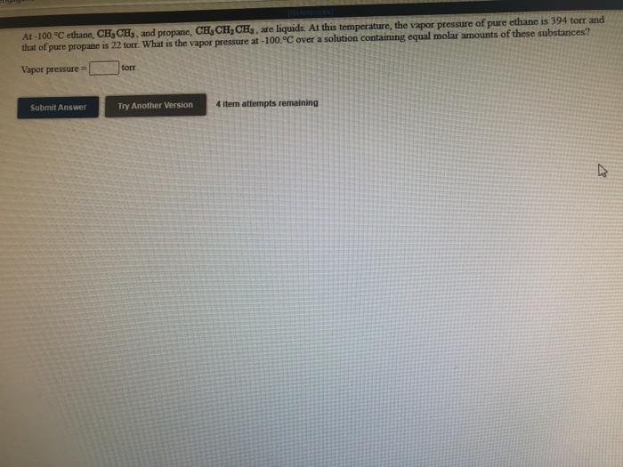 Solved At-100 °C ethane, CH, CH,, and propane, CH, CH, CH, | Chegg.com