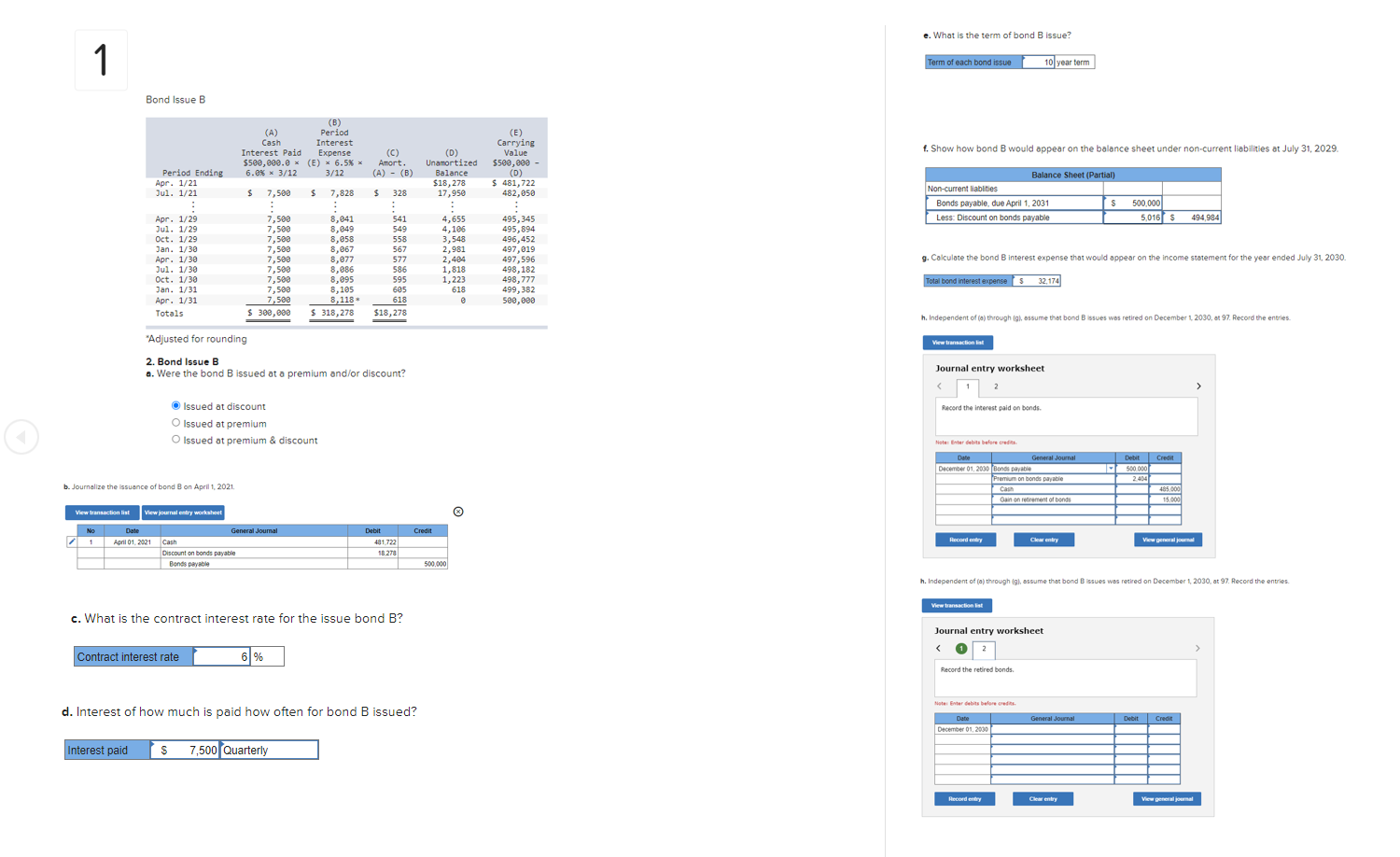 Solved f. ﻿Show how bond B would appear on the balance sheet | Chegg.com