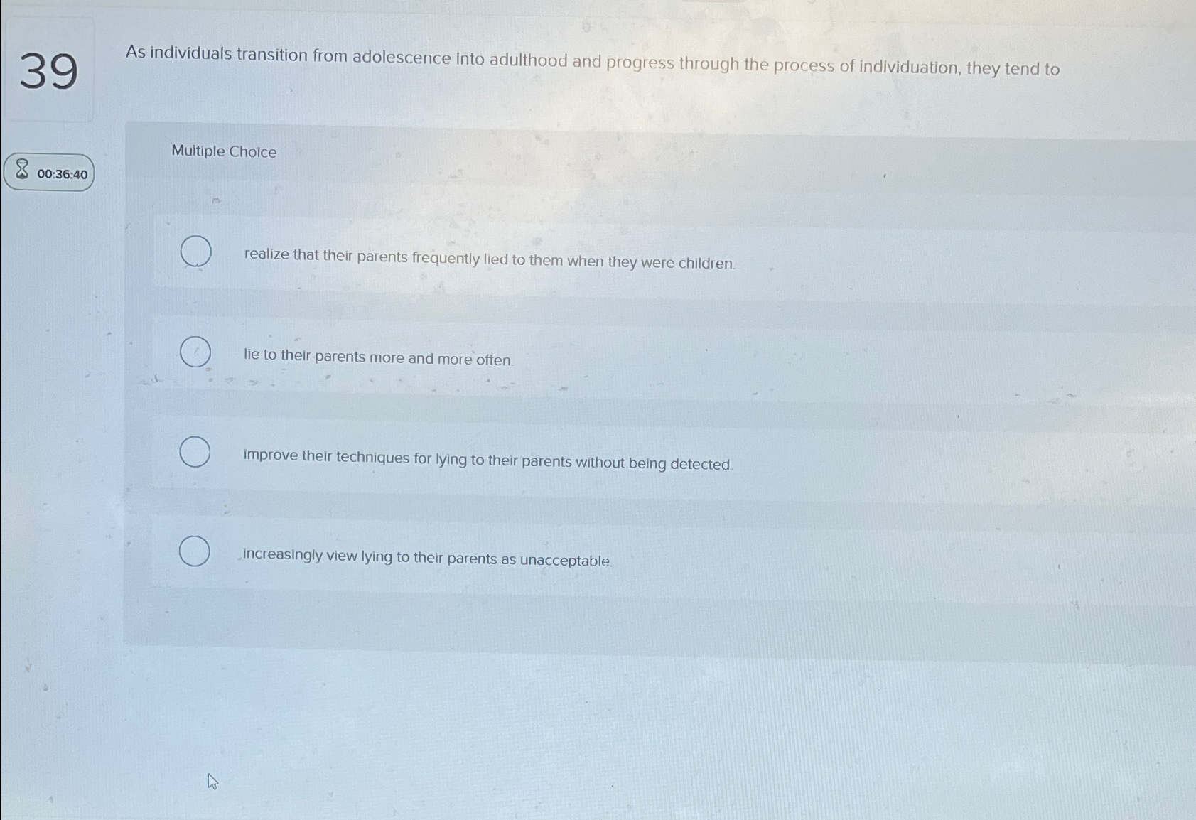 Solved 39As individuals transition from adolescence into | Chegg.com