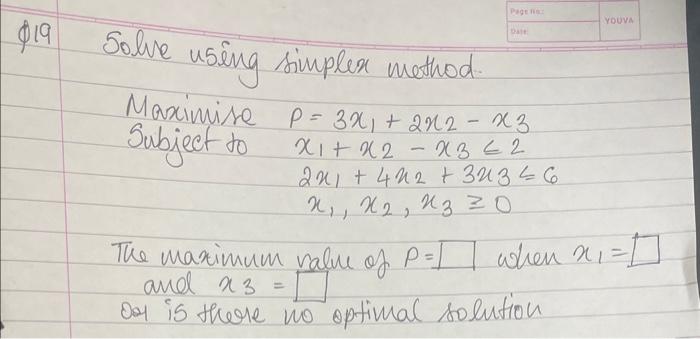 Solved Solve using simplex method. Maximise Subject to | Chegg.com