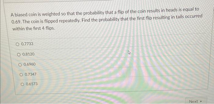 Solved A biased coin is weighted so that the probability | Chegg.com