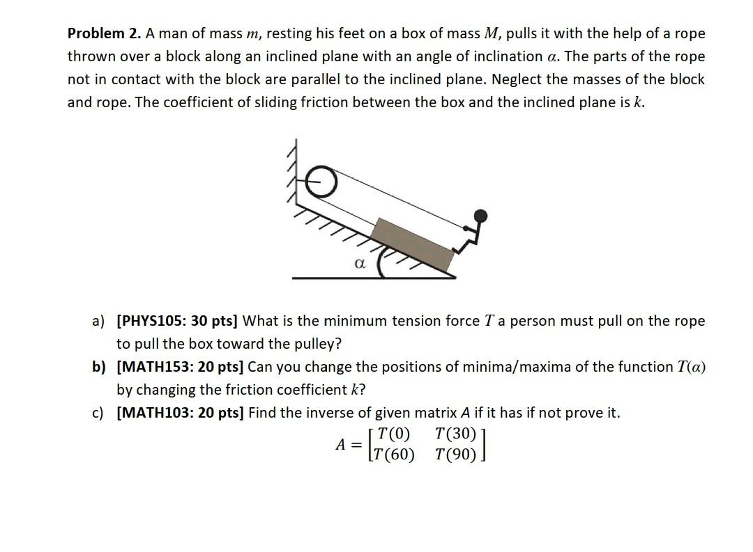 Solved Problem 2. A man of mass m, resting his feet on a box | Chegg.com