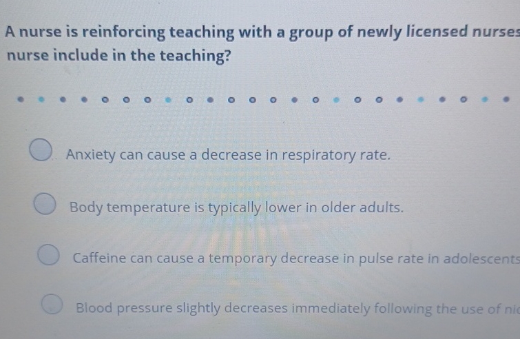 Solved A nurse is reinforcing teaching with a group of newly | Chegg.com