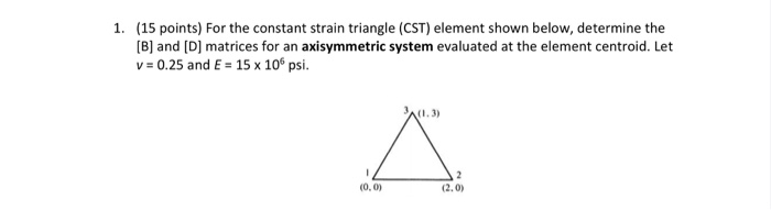 Solved 1. (15 points) For the constant strain triangle (CST) | Chegg.com