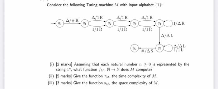 Solved Consider the following Turing machine \\( M \\) with | Chegg.com