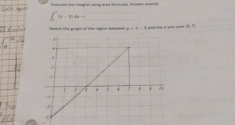 Solved Unit geroy Evaluate the integral using area formulas. | Chegg.com