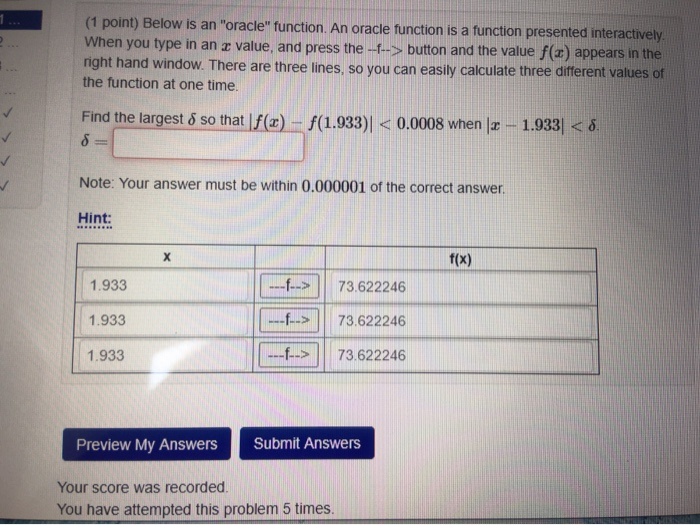 1 Point Below Is An Oracle Function An Oracle