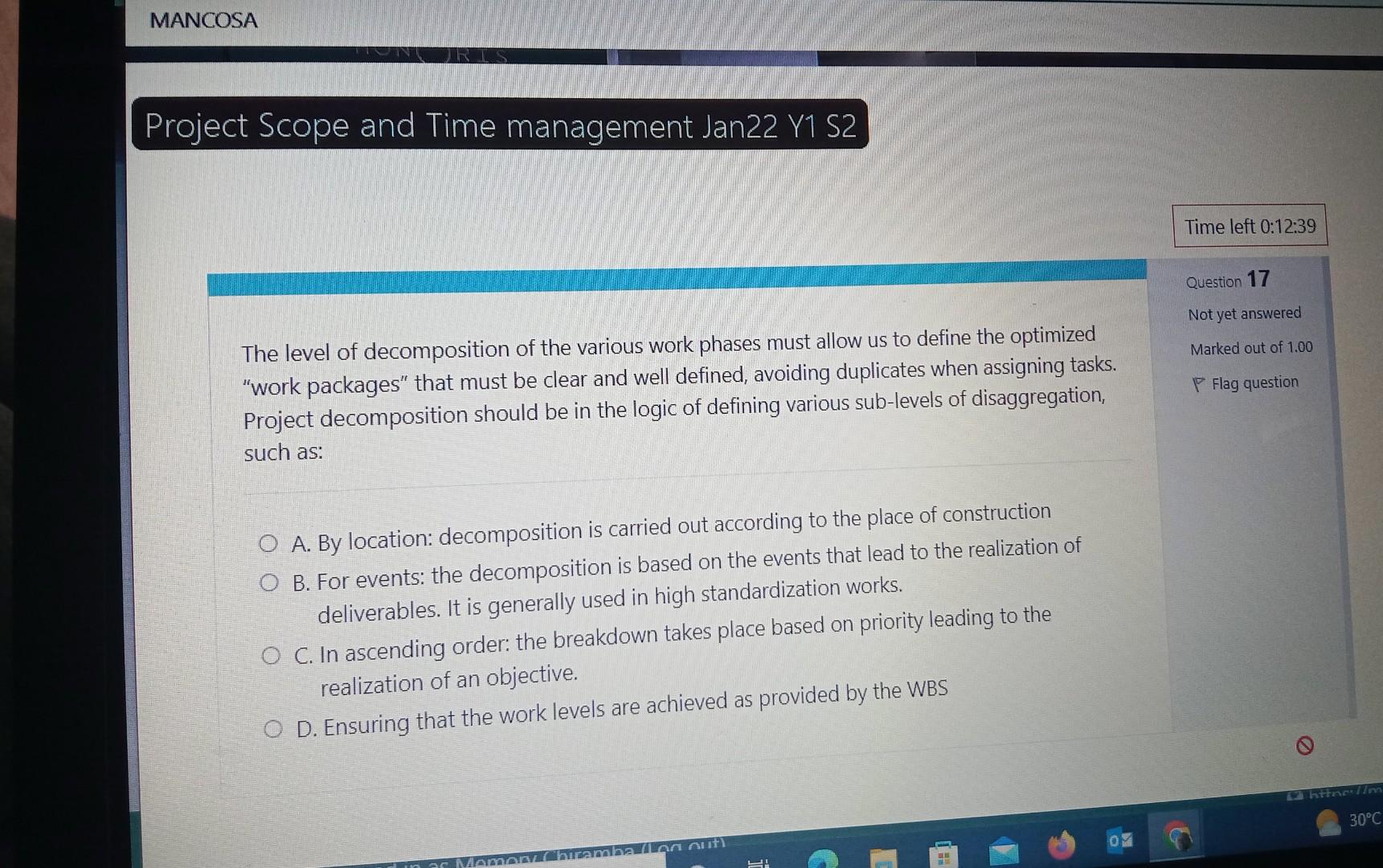 Solved The level of decomposition of the various work phases | Chegg.com