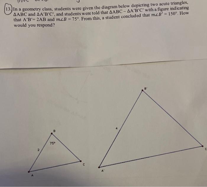 Solved 3. In a geometry class, students were given the | Chegg.com