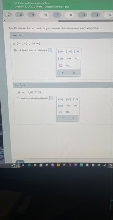 Solved parts 1 and 2 find the union or intersection of the | Chegg.com