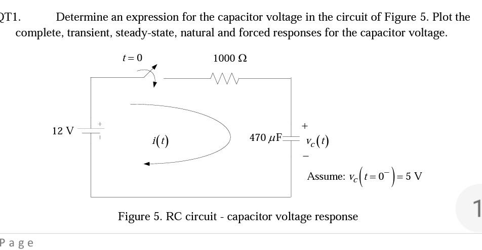 Solved T1. Determine an expression for the capacitor voltage | Chegg.com