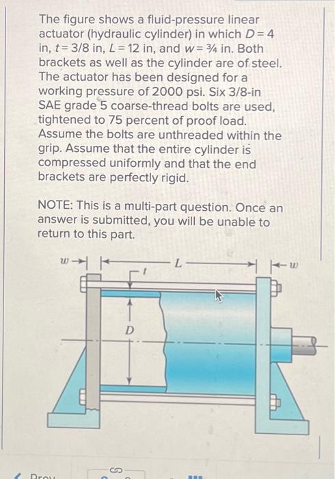 Solved The figure shows a fluid-pressure linear actuator | Chegg.com