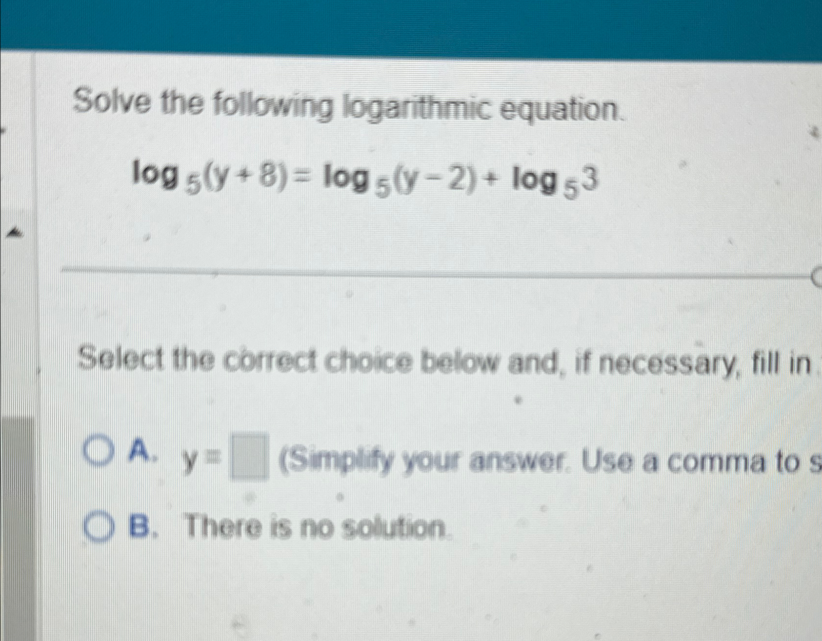 Solved Solve the following logarithmic | Chegg.com