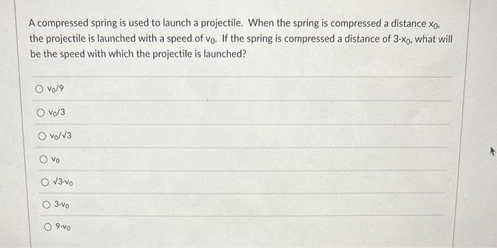 Solved A compressed spring is used to launch a projectile. | Chegg.com