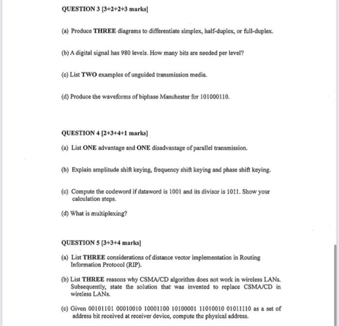 QUESTION 3[3+2+2+3 marks] (a) Produce THREE diagrams | Chegg.com
