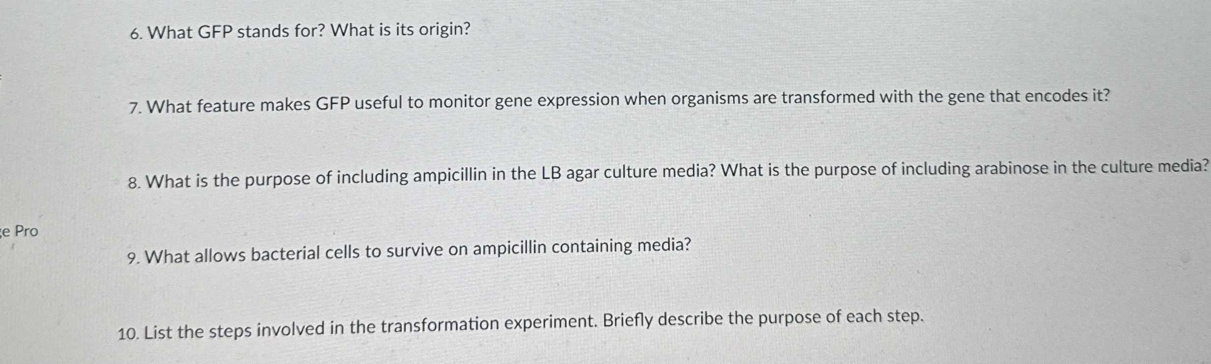 Solved What GFP stands for? What is its origin?What feature | Chegg.com