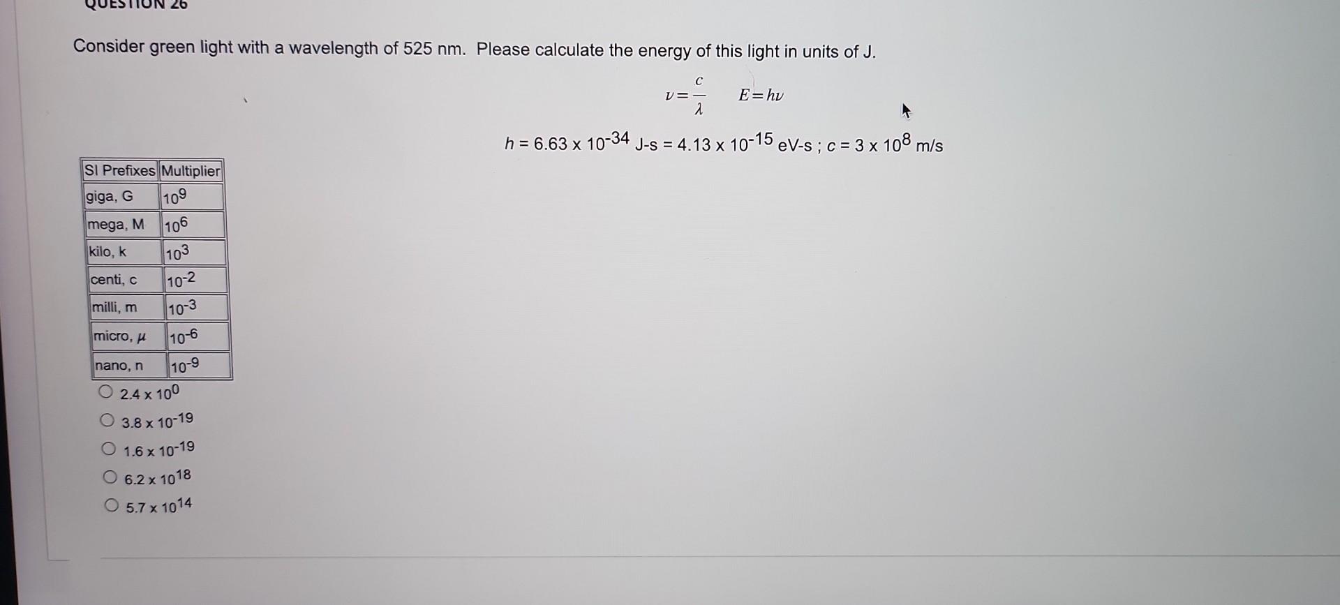 Solved Consider green light with a wavelength of 525 nm. | Chegg.com