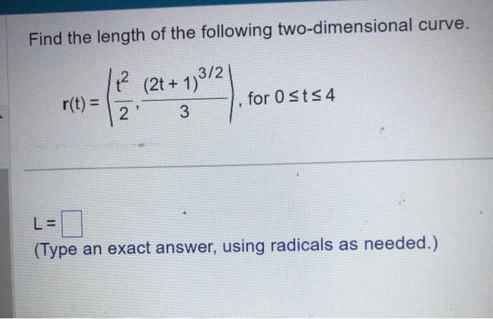 Solved Find the length of the following two-dimensional | Chegg.com