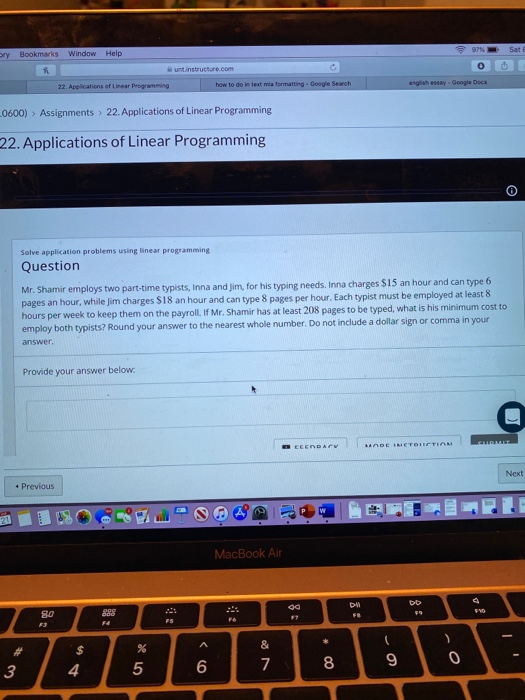Solved 97 Help ory Bookmarks Window Sat Instructure.com | Chegg.com