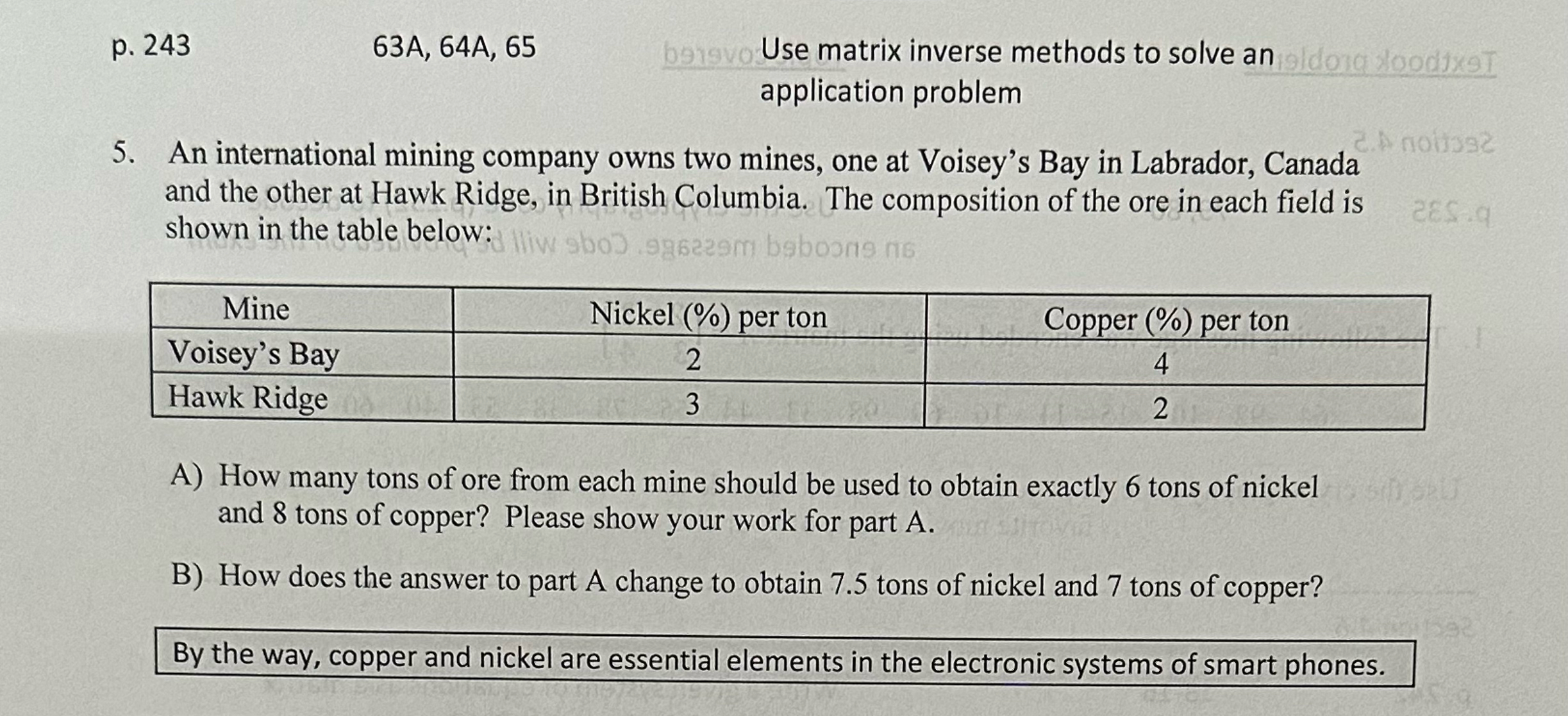 Solved p. 24363A, 64A, 65Use matrix inverse methods to solve | Chegg.com
