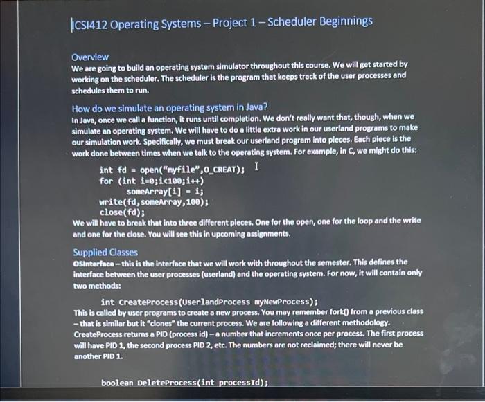 |CS1412 Operating Systems - Project 1 - Scheduler | Chegg.com