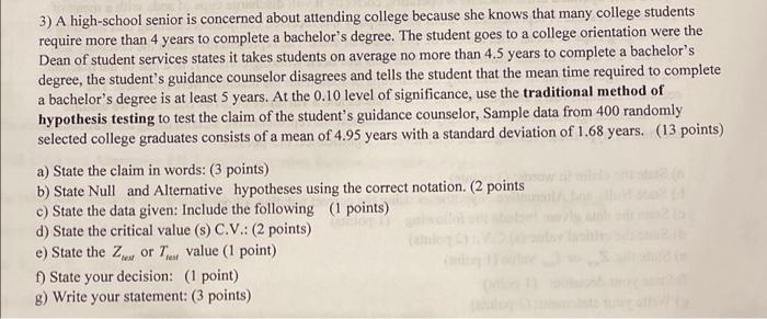 Solved 3) A high-school senior is concerned about attending | Chegg.com