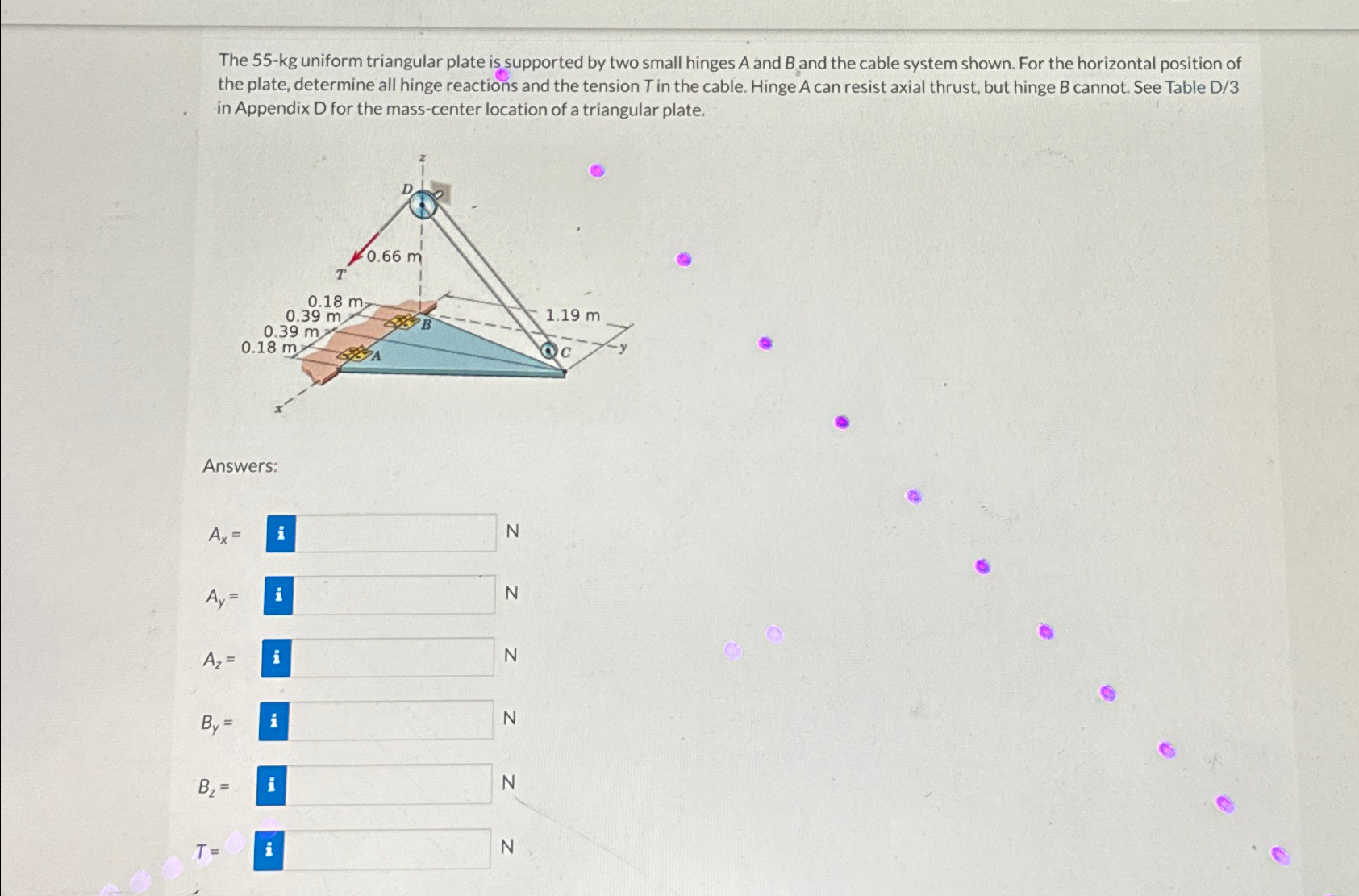 The 55-kg uniform triangular plate is supported by | Chegg.com