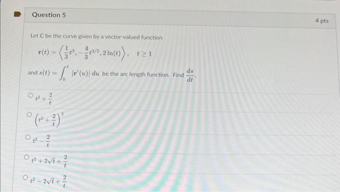 Solved Let C be the curve given by a vector-valued function | Chegg.com