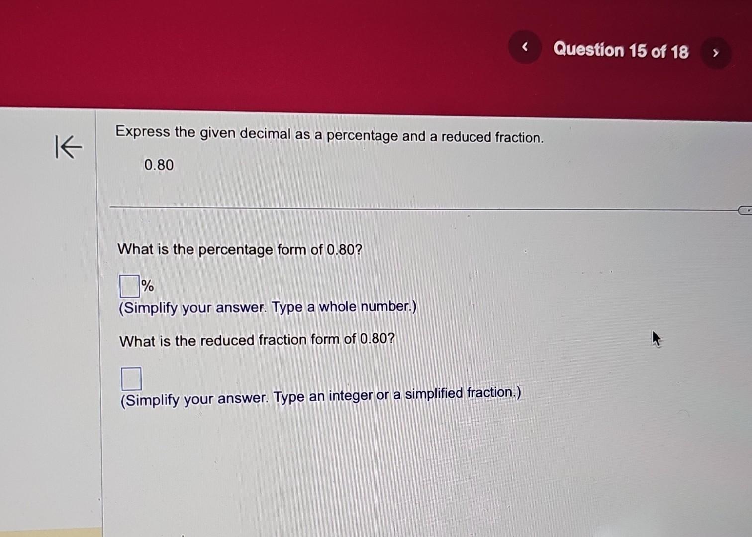 Solved Express The Given Decimal As A Percentage And A Chegg