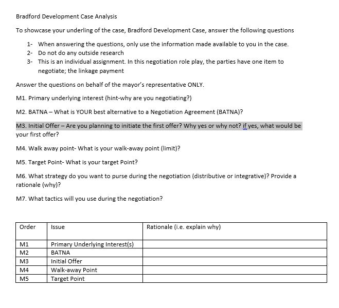 Solved Case Analysis Document – ﻿Bradford DevelopmentStudent | Chegg.com