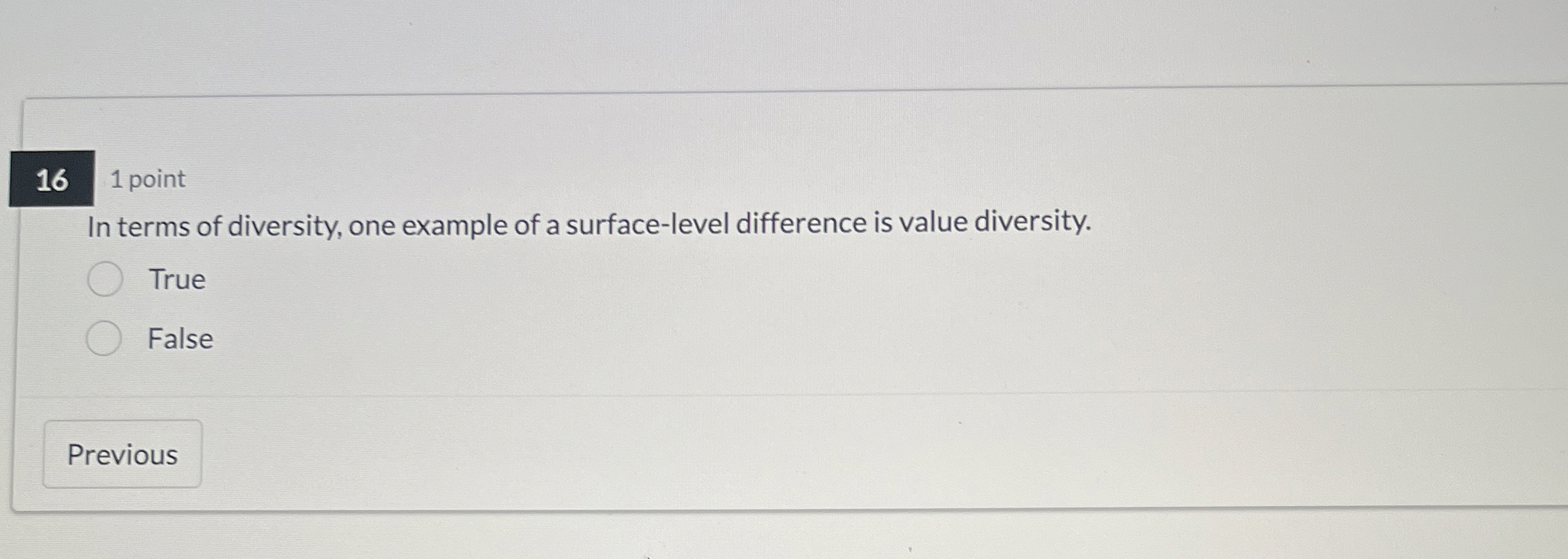 Solved 161 ﻿pointIn terms of diversity, one example of a | Chegg.com