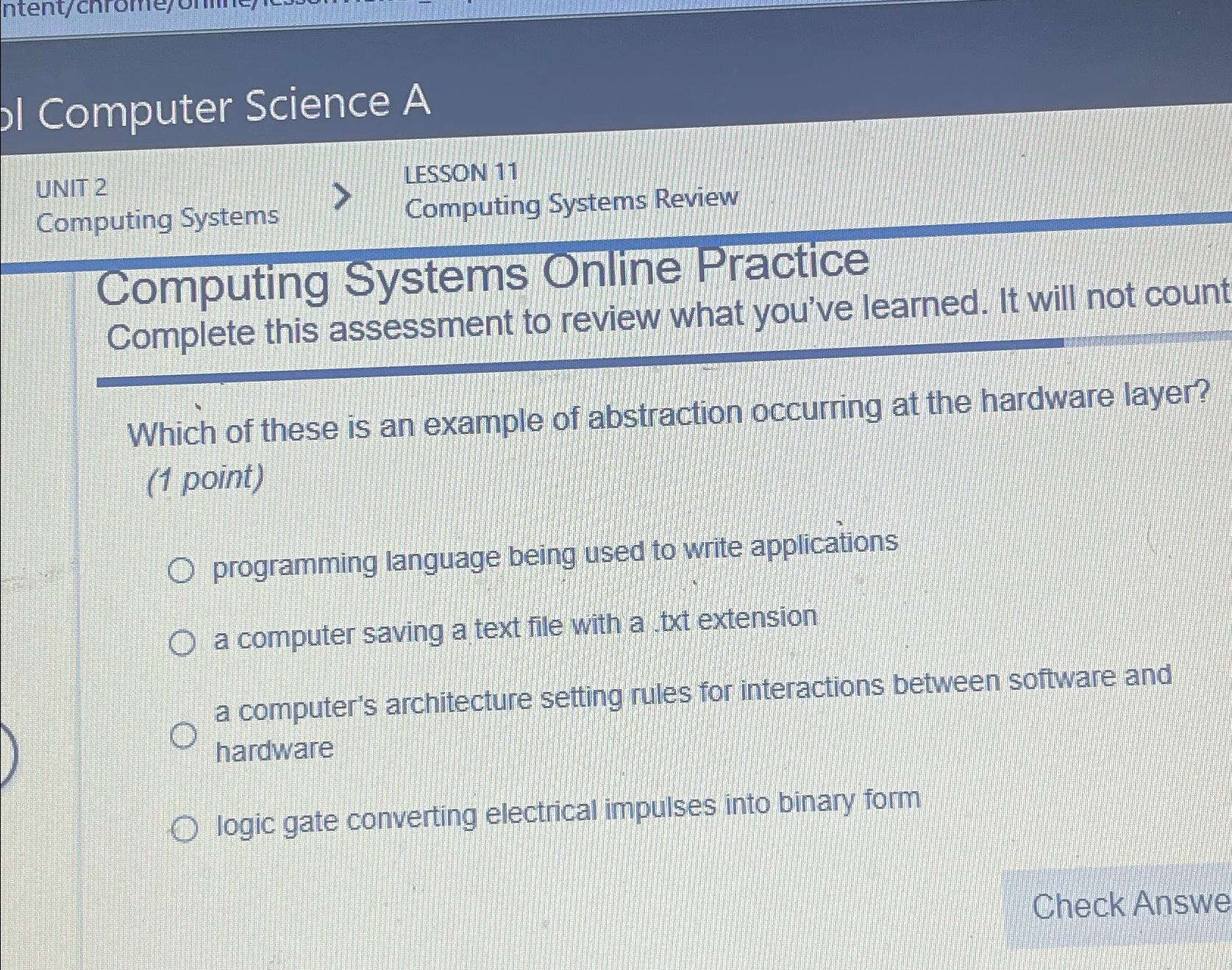 Solved UNIT 2LESSON 11Computing SystemsComputing Systems | Chegg.com