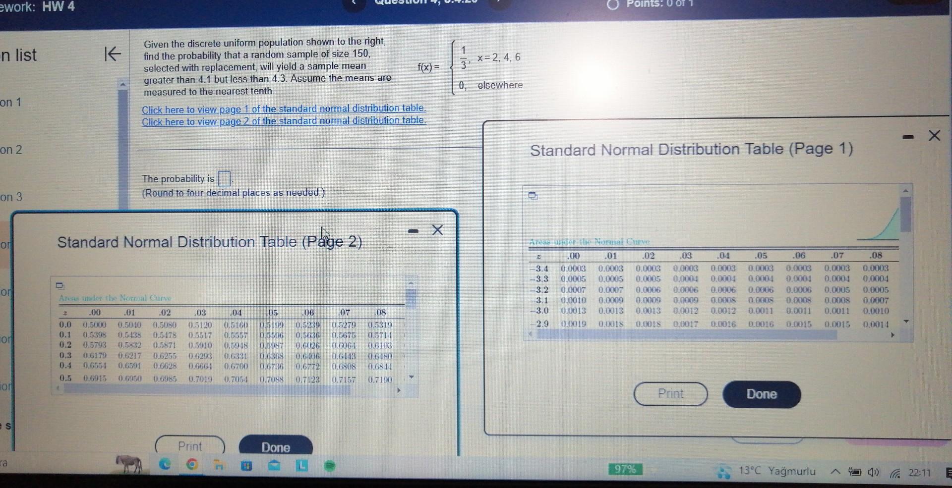 Solved 1 Given the discrete uniform population shown to the | Chegg.com
