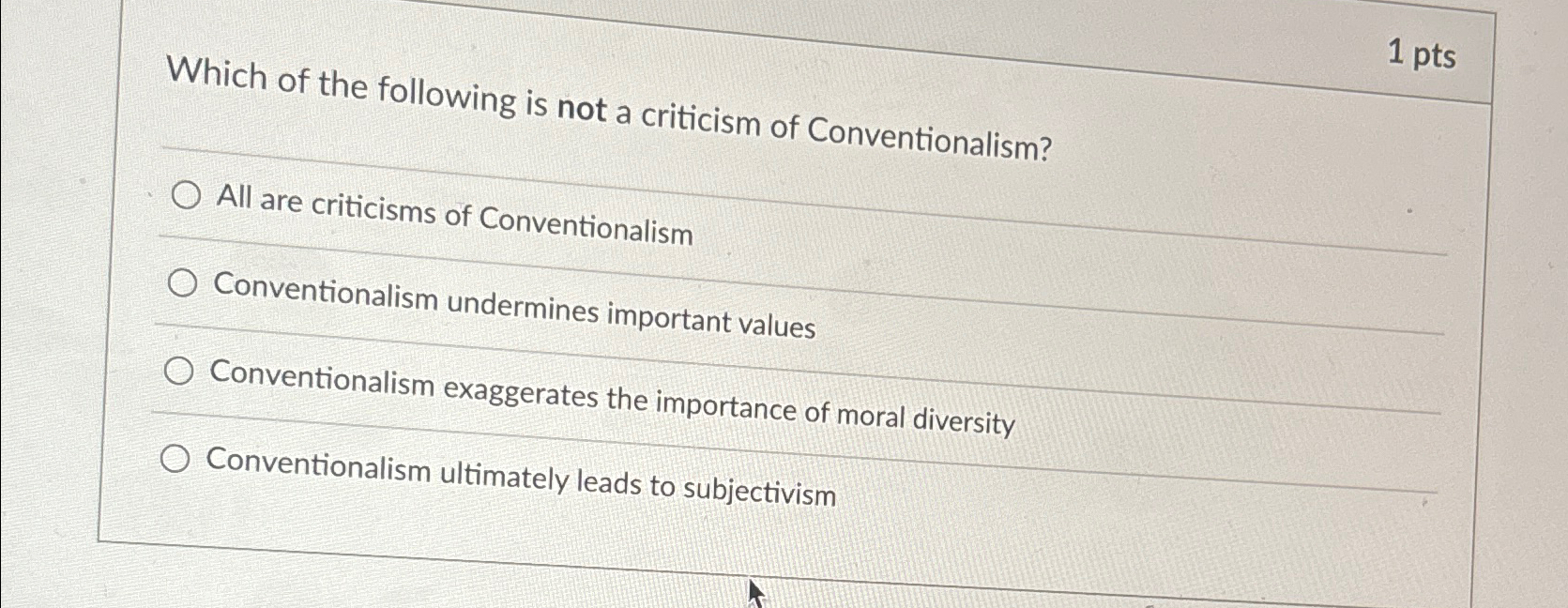 Solved 1 ﻿ptsWhich of the following is not a criticism of | Chegg.com